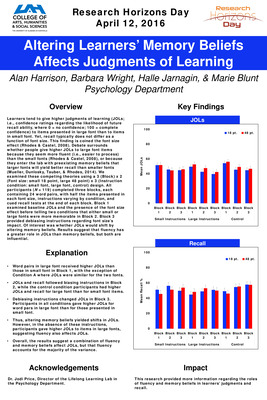 "Altering Learners' Memory Beliefs Affects Judgments of Learning" by ...